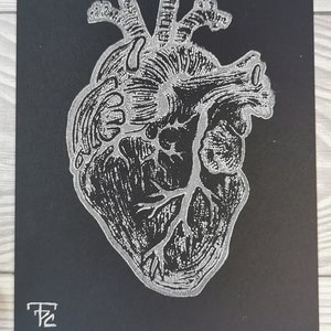 Anatomical Heart Original Linocut // Anatomy Linoprint - Etsy