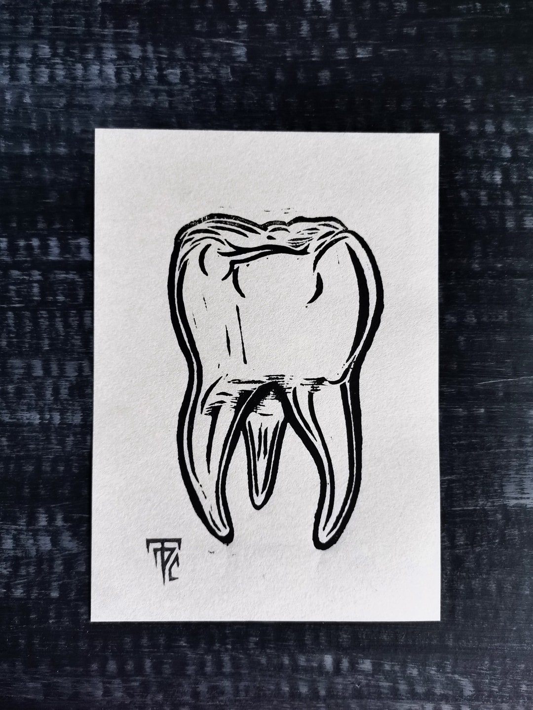 Tooth Original Lino Print Human Tooth Linocut - Etsy