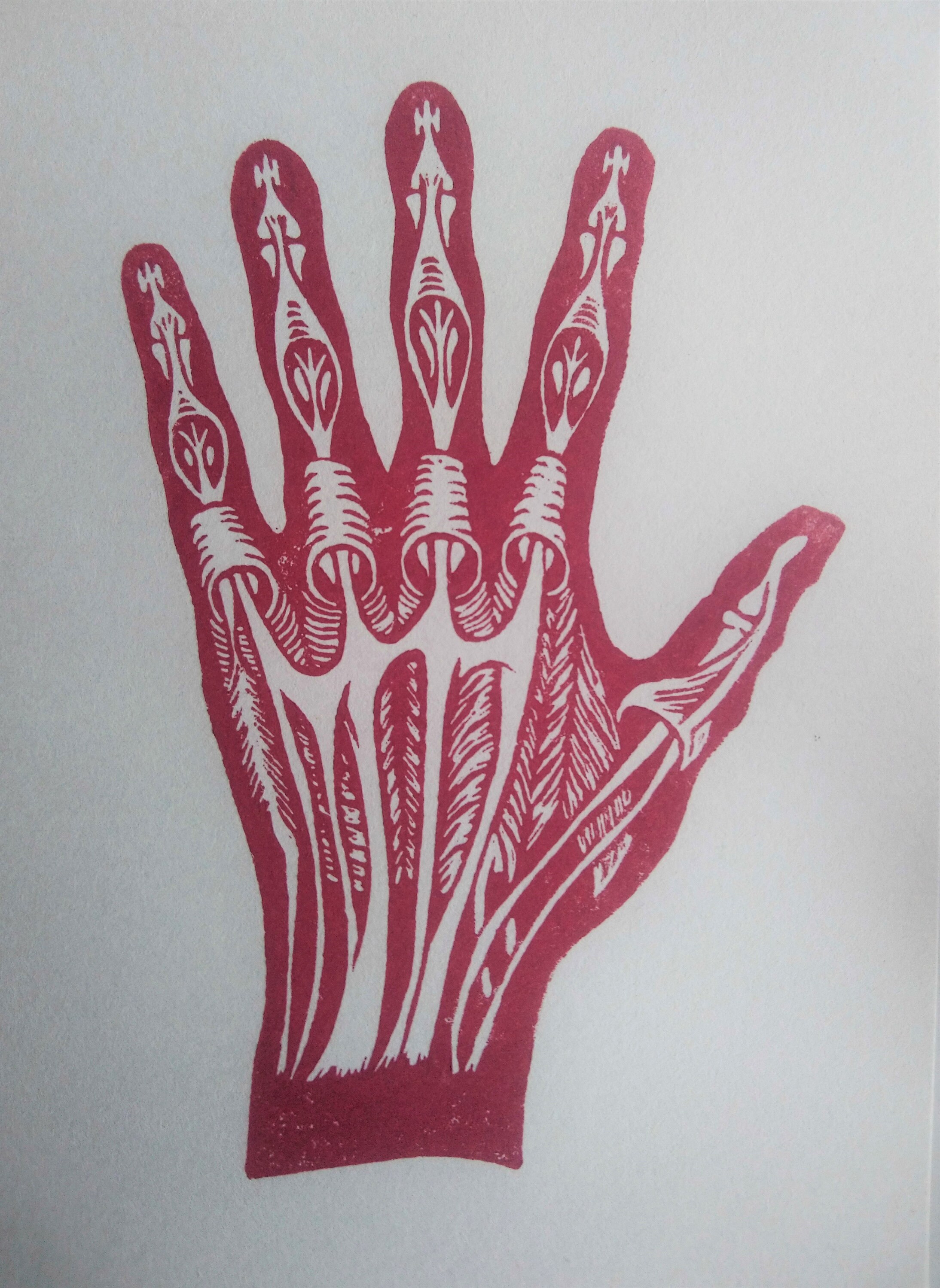Anatomical Hand Original Linocut // Anatomy Linoprint | Etsy