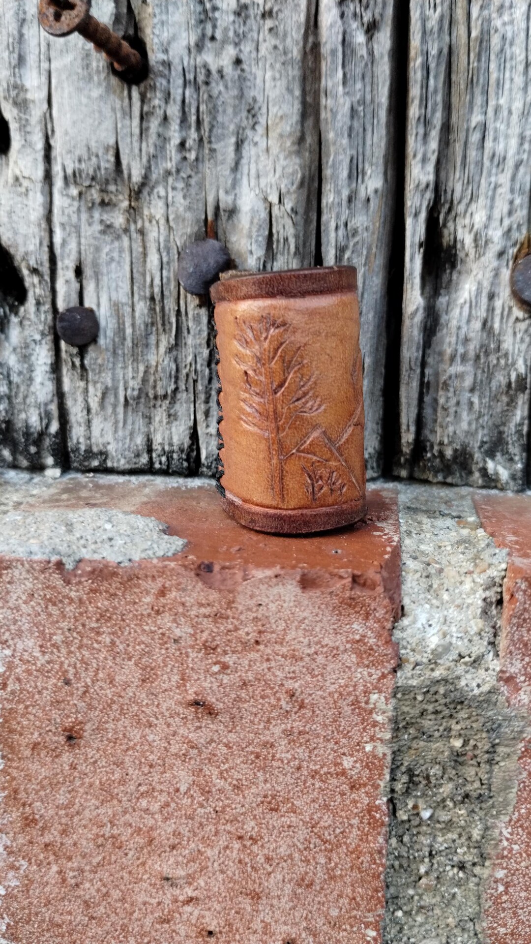 Mountain Wildrag Slide/ Tooled Leather Bandana Slide - Etsy