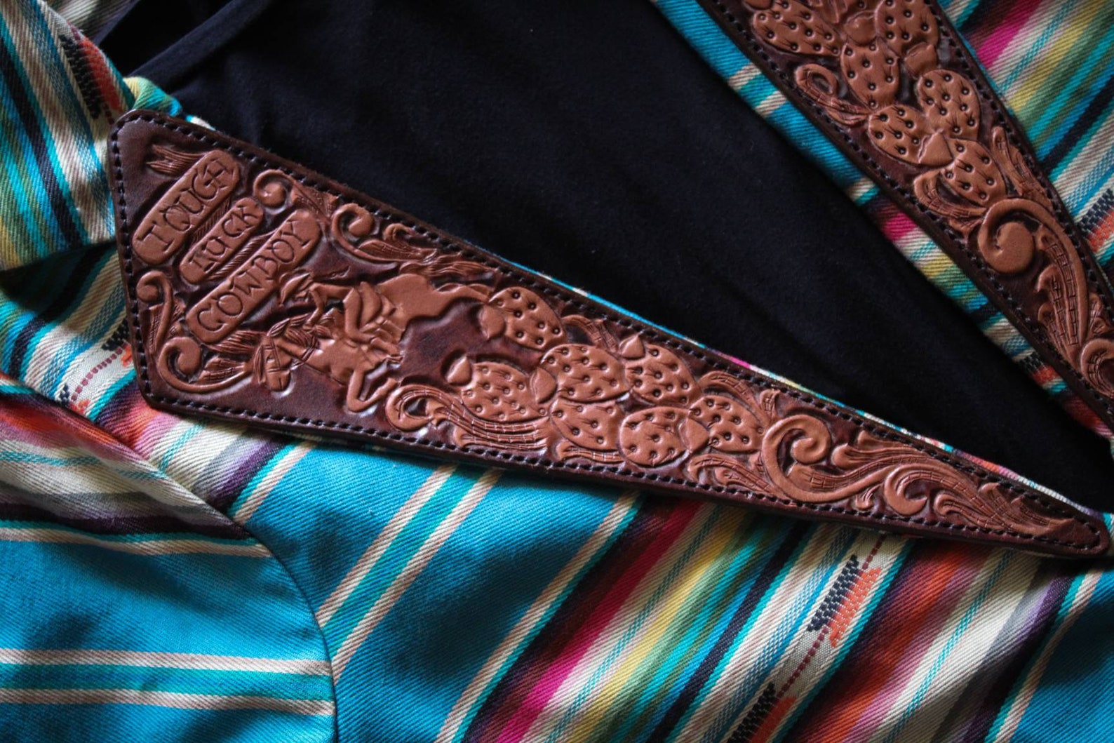 Tough Luck Cowboy Jacket/ Tooled Leather Serape Blazer - Etsy