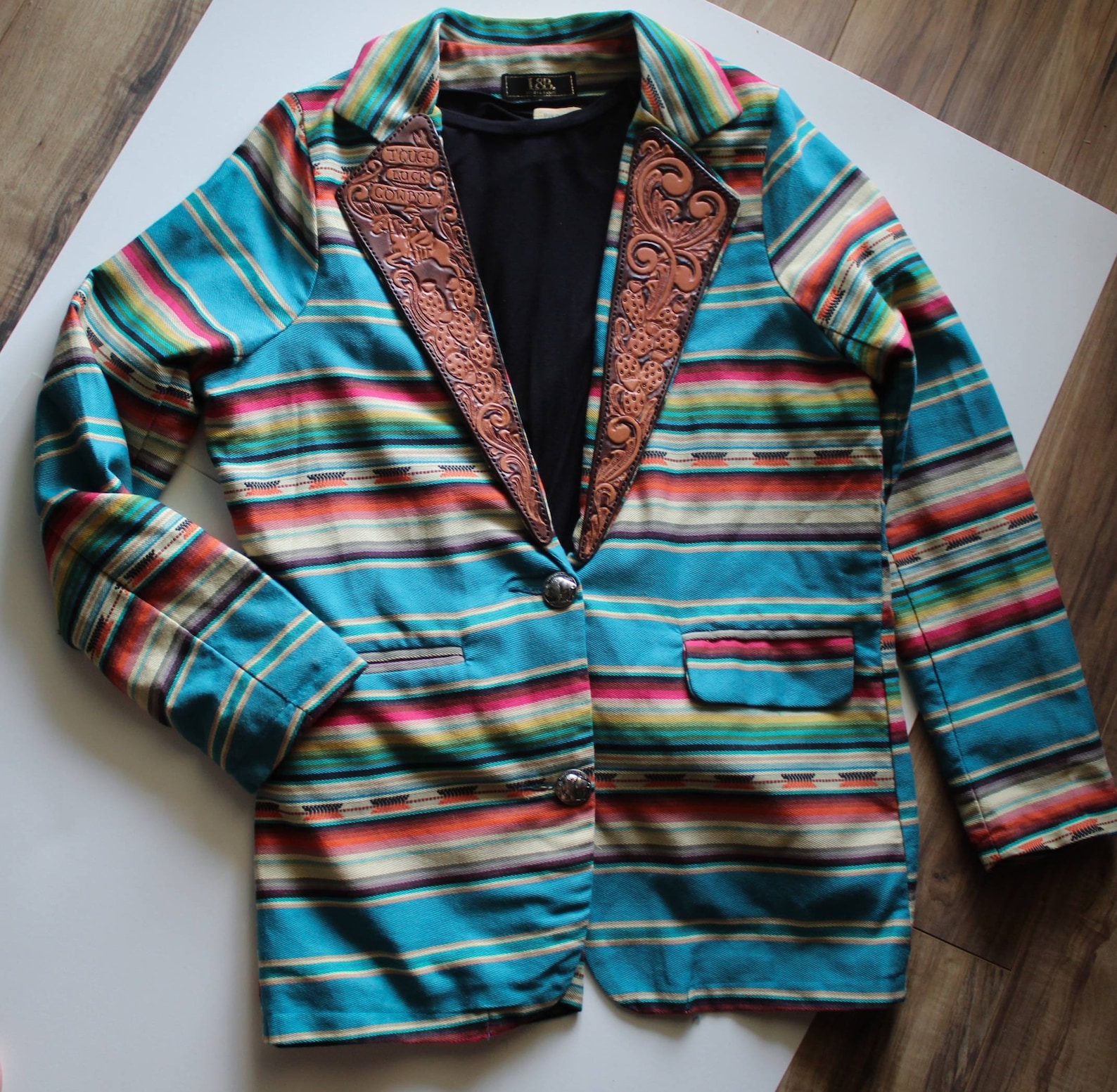 Tough Luck Cowboy Jacket/ Tooled Leather Serape Blazer - Etsy