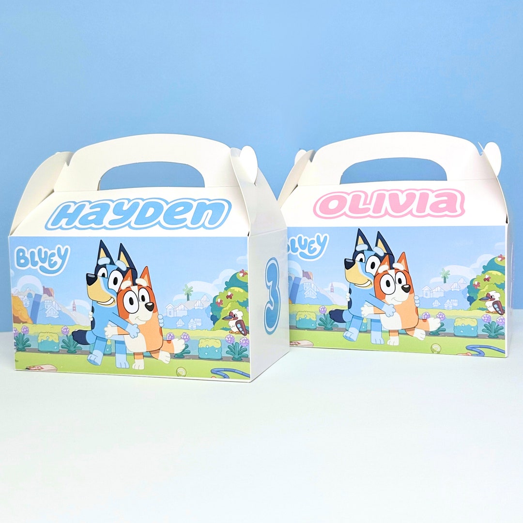 Blue Dog Gable Box, Blue Dog Favor Box, Blue Dog Pink Party Decor, Blue ...