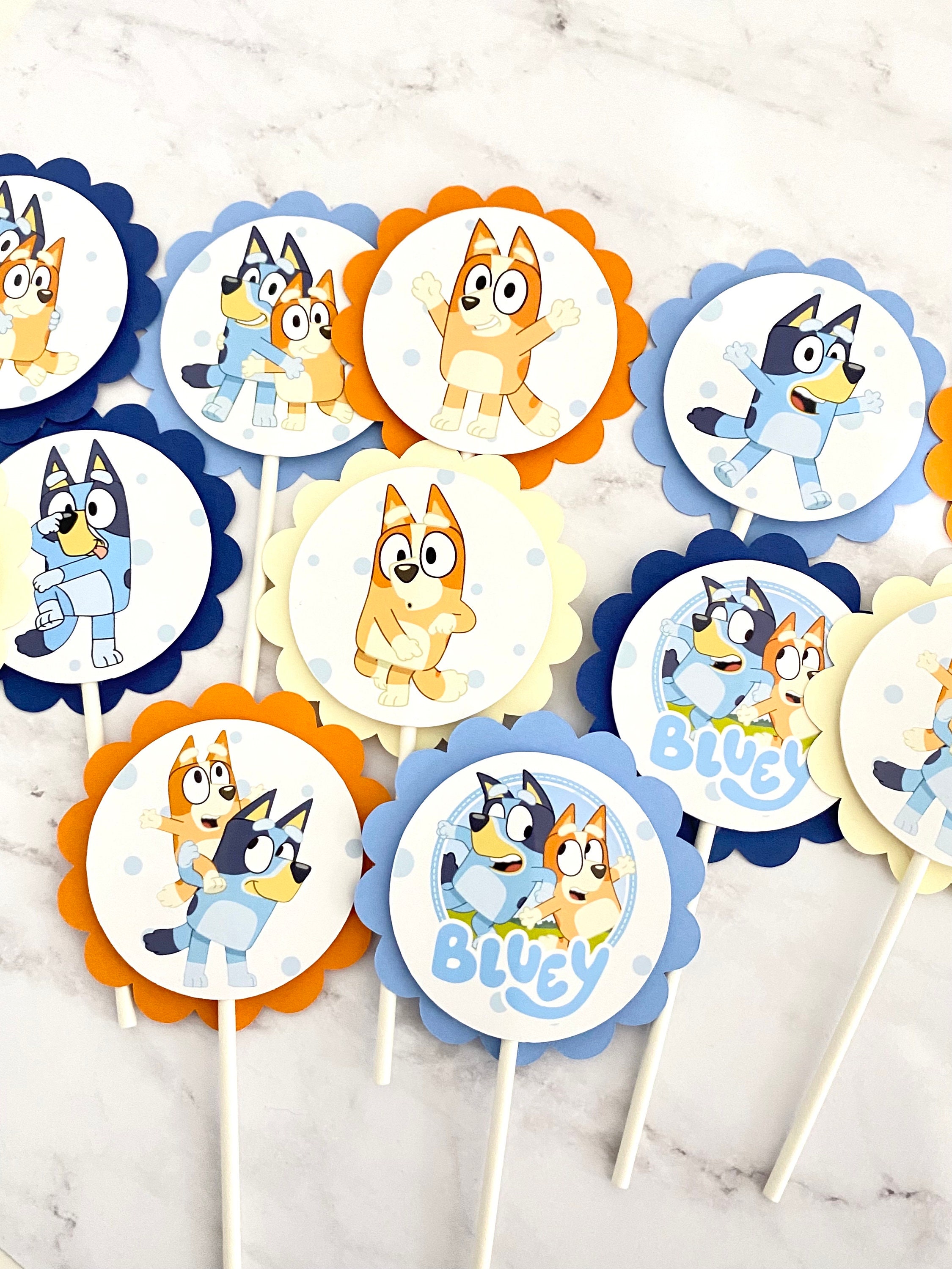 Blue Cupcake Toppers, Blue Party Decoration, Blue Birthday, Blue Dog ...