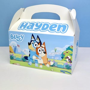 Blue Dog Gable Box, Blue Dog Favor Box, Blue Dog Pink Party Decor, Blue ...