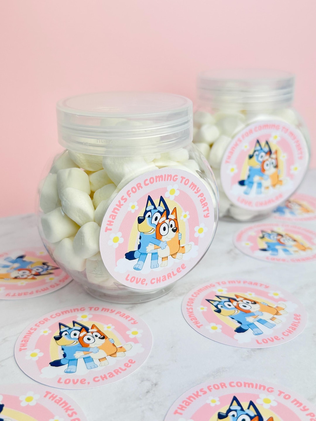 Blue Dog Favor Stickers Set of 12 Glossy Stickers, Blue Rainbow Party ...