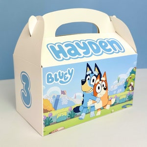 Blue Dog Gable Box, Blue Dog Favor Box, Blue Dog Pink Party Decor, Blue ...