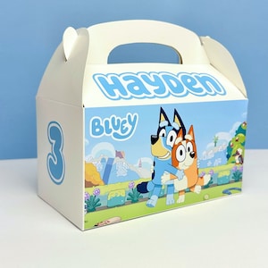 Blue Dog Gable Box, Blue Dog Favor Box, Blue Dog Pink Party Decor, Blue ...
