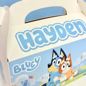 Blue Dog Gable Box, Blue Dog Favor Box, Blue Dog Pink Party Decor, Blue ...