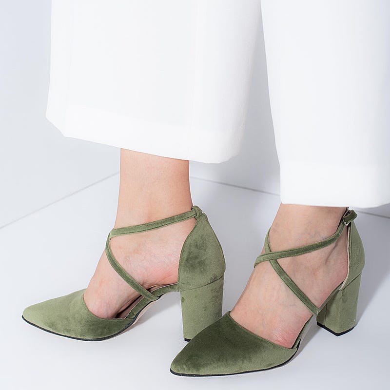 Velvet Shoes Block Women - Etsy