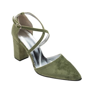 Sage Green Velvet Wedding Shoes, Velvet Heels, Bridal Shoes, Green ...