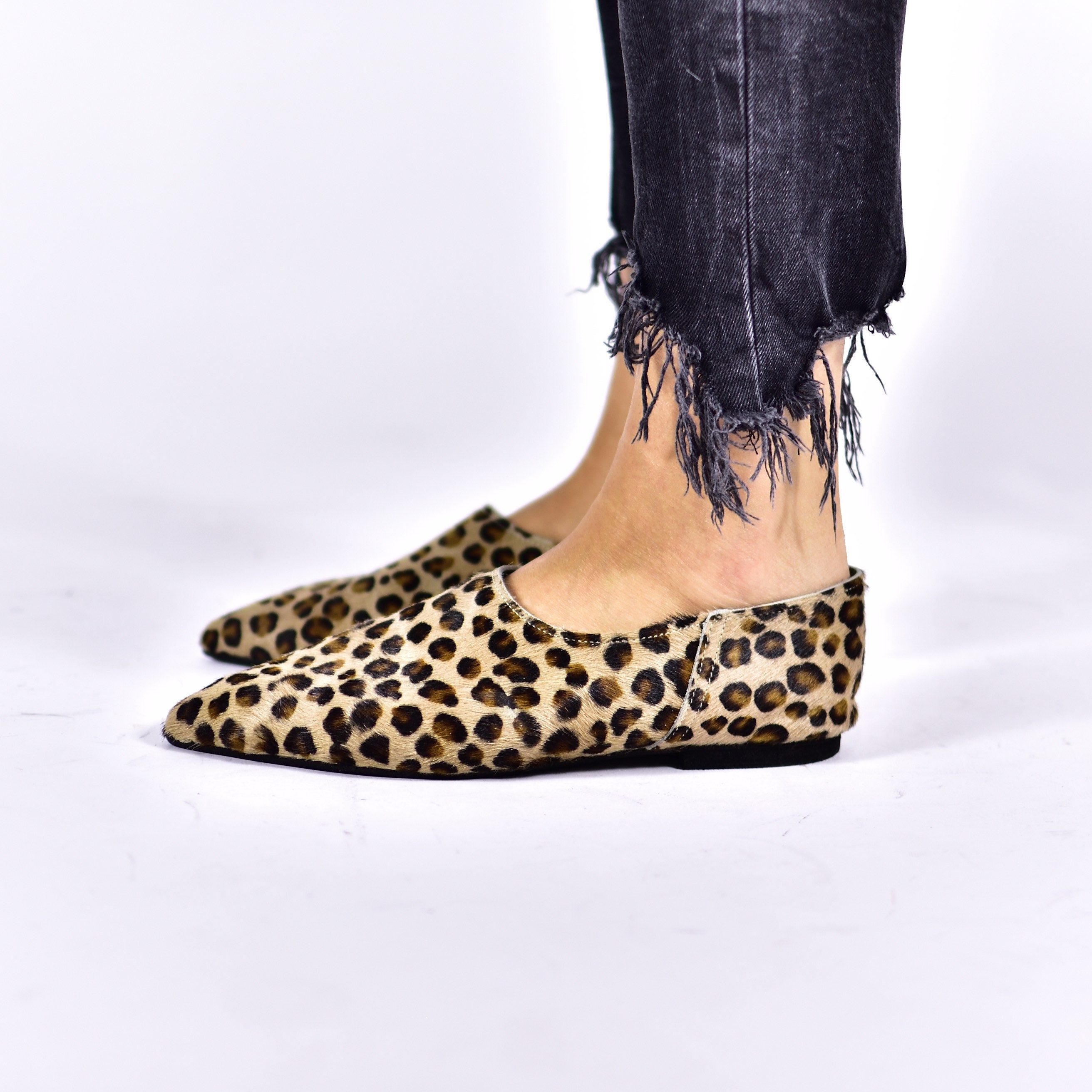 Leopard Print Mules Animal Print Flats Leather Loafers | Etsy