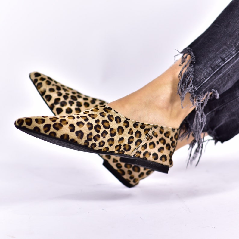 Leopard Print Mules Animal Print Flats Leather Loafers | Etsy