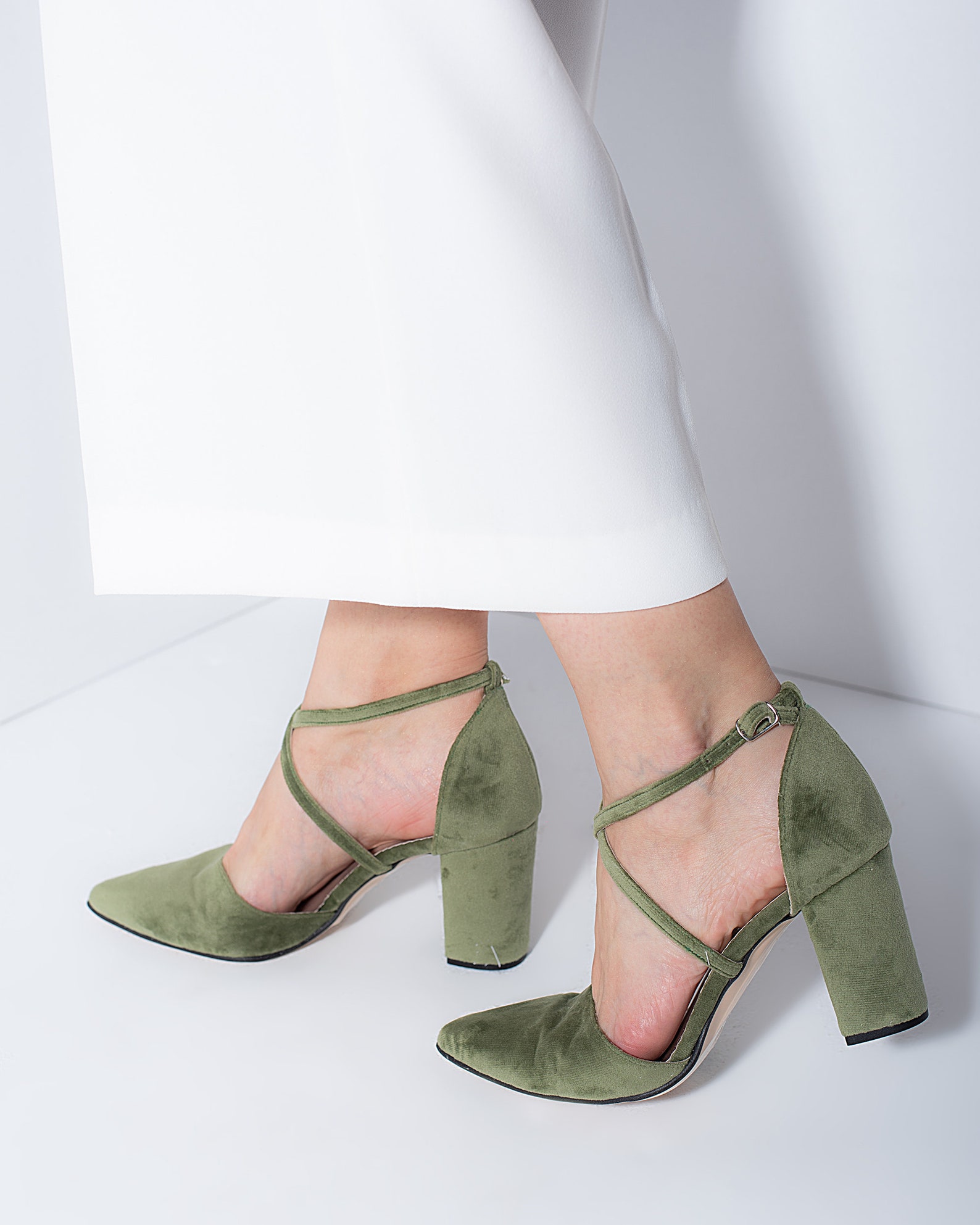 Sage Green Velvet Wedding Shoes, Velvet Heels, Bridal Shoes, Green ...