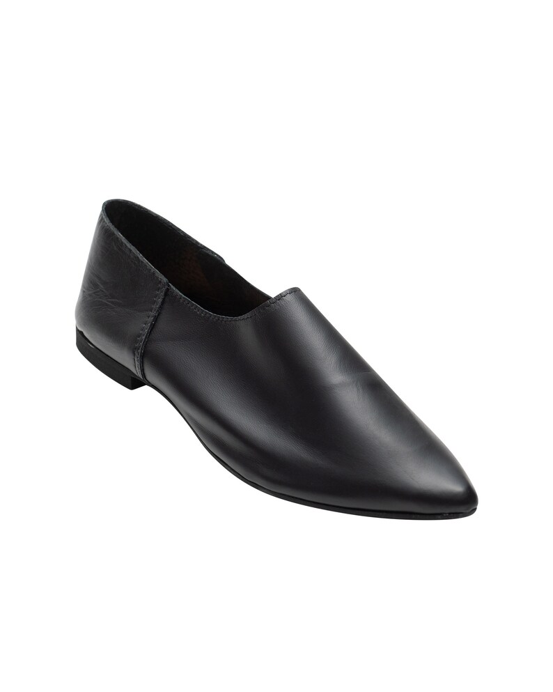 Black Leather Loafers Womens Pointed Loafers Women Black - Etsy