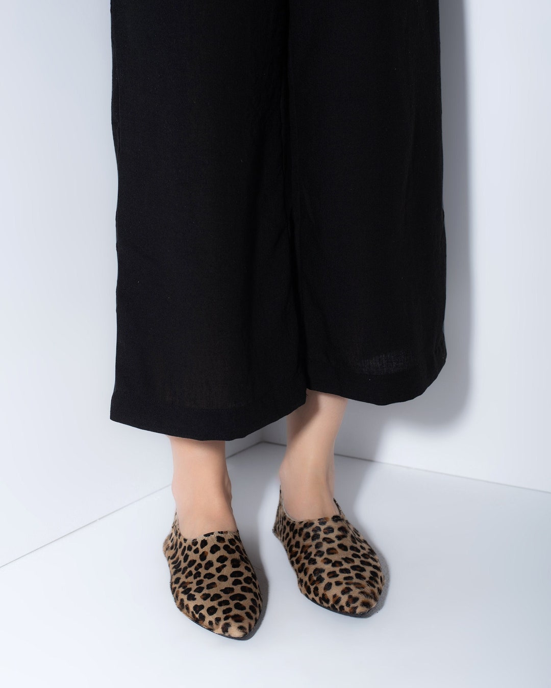 Leopard Print Mules, Animal Print Flats, Leather Loafers, Womens Flats ...