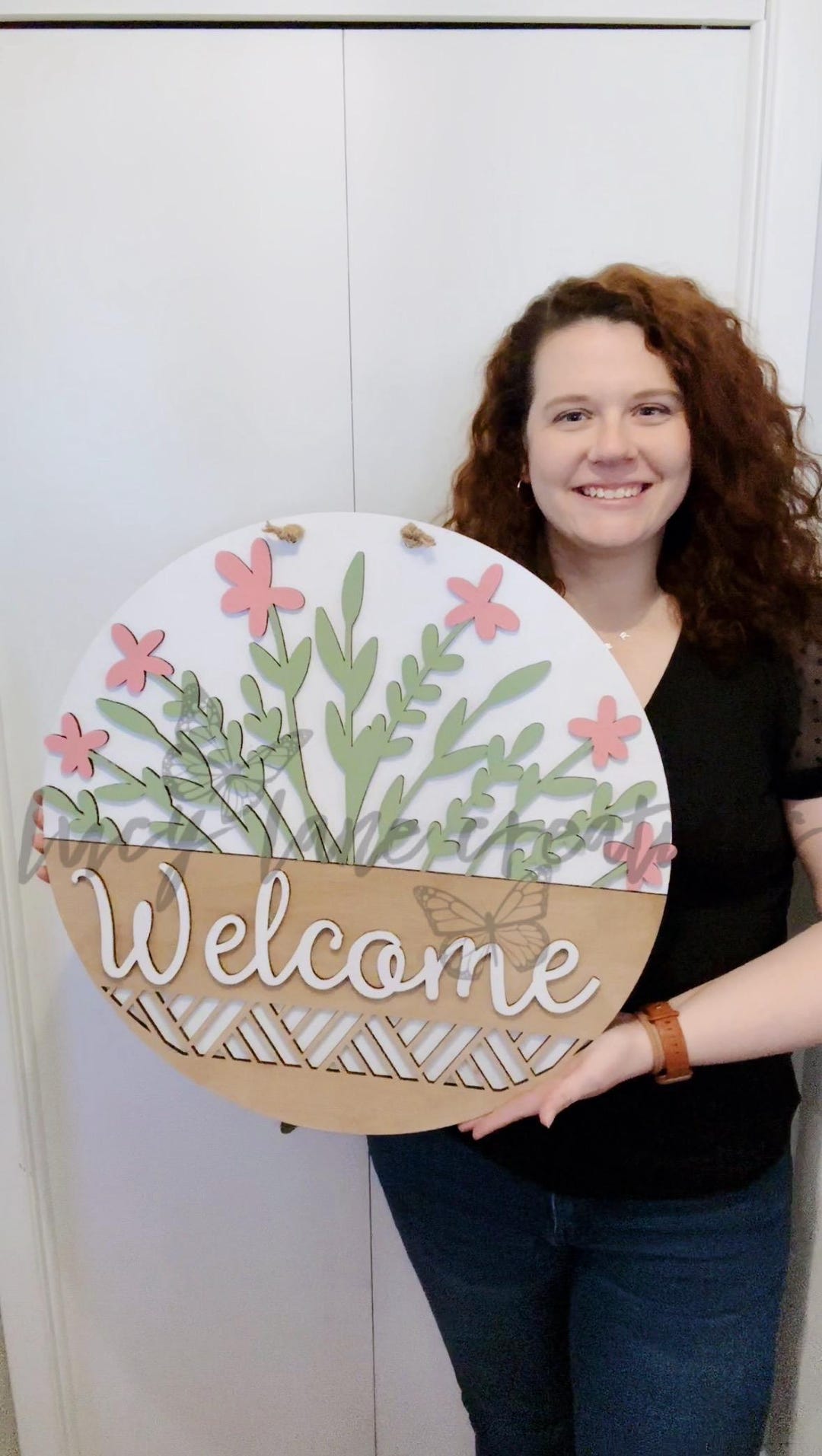 Pink Floral Welcome Sign - Etsy