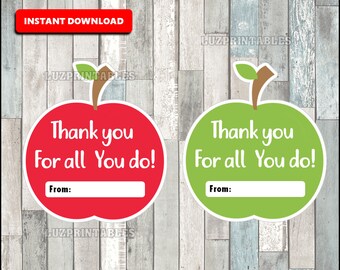 INSTANT Download,apple Gift Tag,teacher,gift,teacher Gift,printable ...
