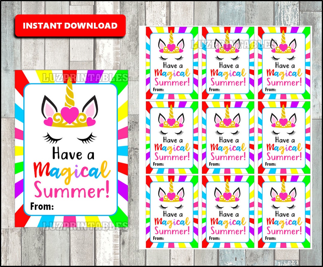 End of School Year Tag, Magical Summer Tag, Unicorn Tag, End of Year ...
