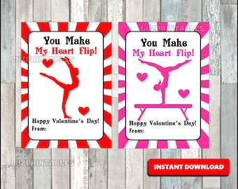 Gymnastics Valentine Cards | Etsy