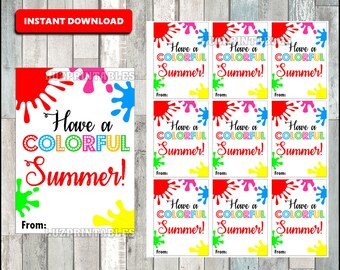 Printable End of School Cards, Have a Colorful Summer Funny Gift Tags ...
