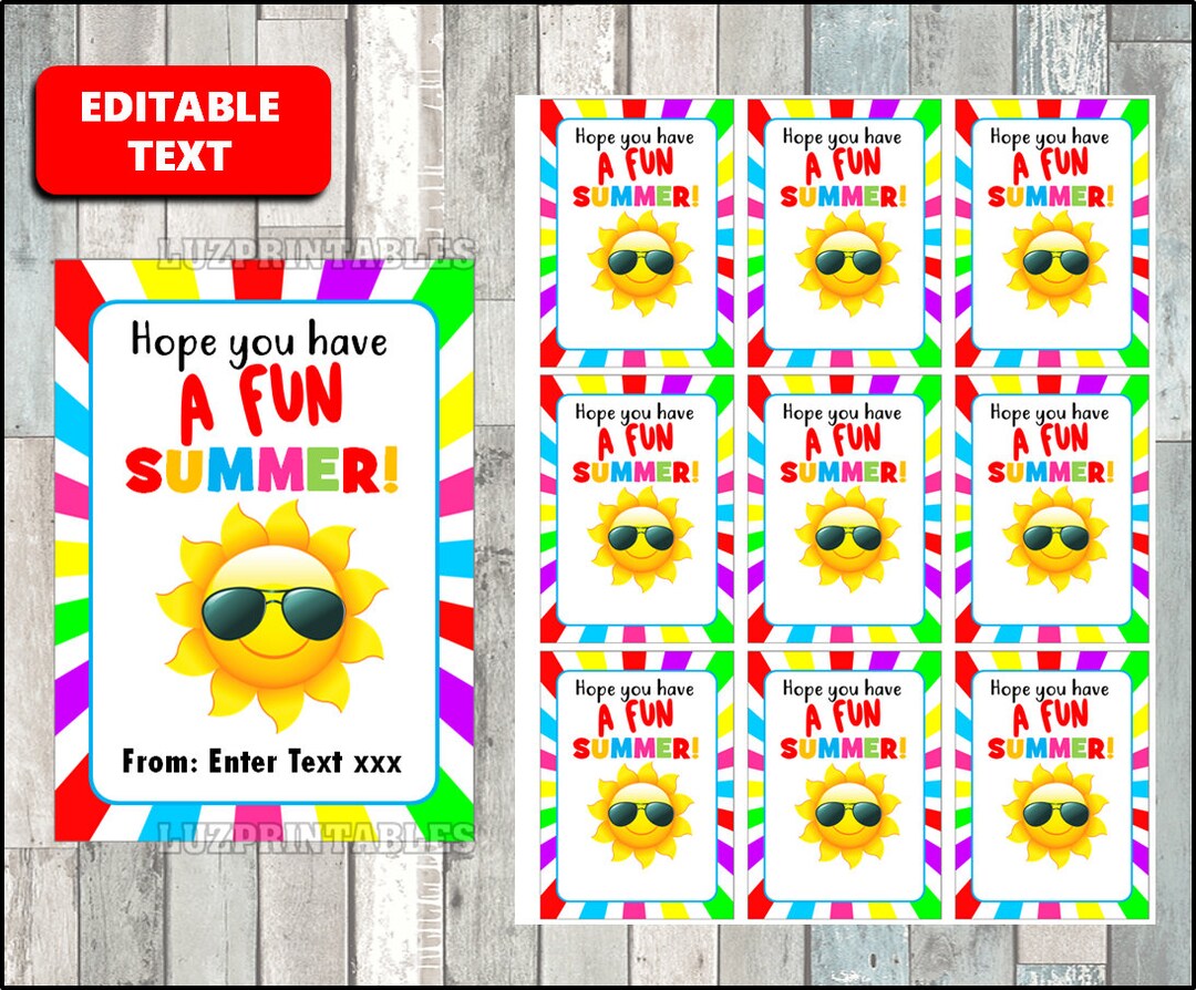 End of School Year Tag, Fun Summer Tag, End of Year Treat Tags ...