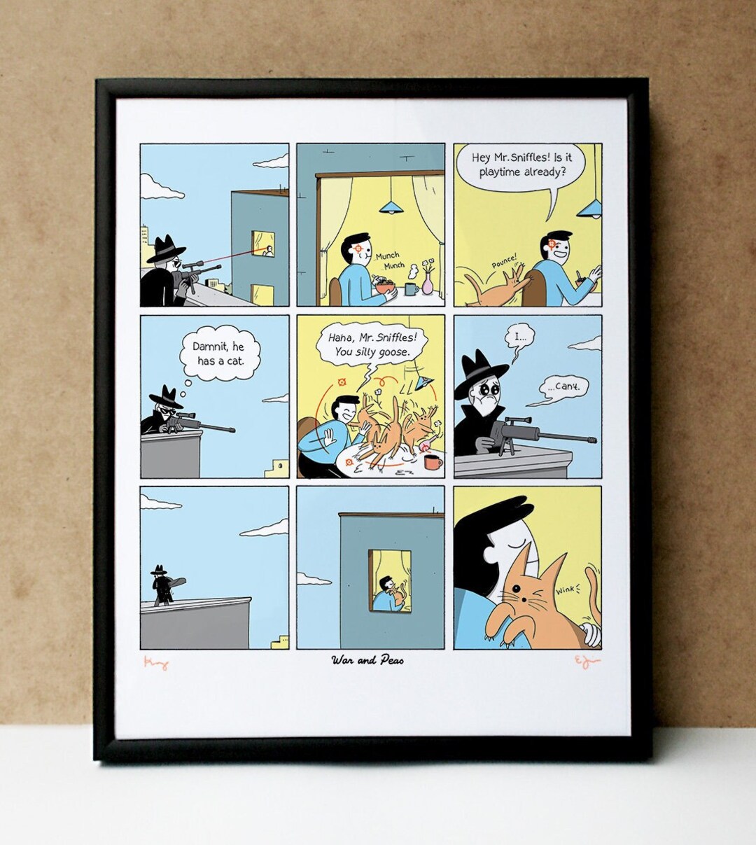 Secret Agent Cat Comic Print Wall Art Framed Print - Etsy