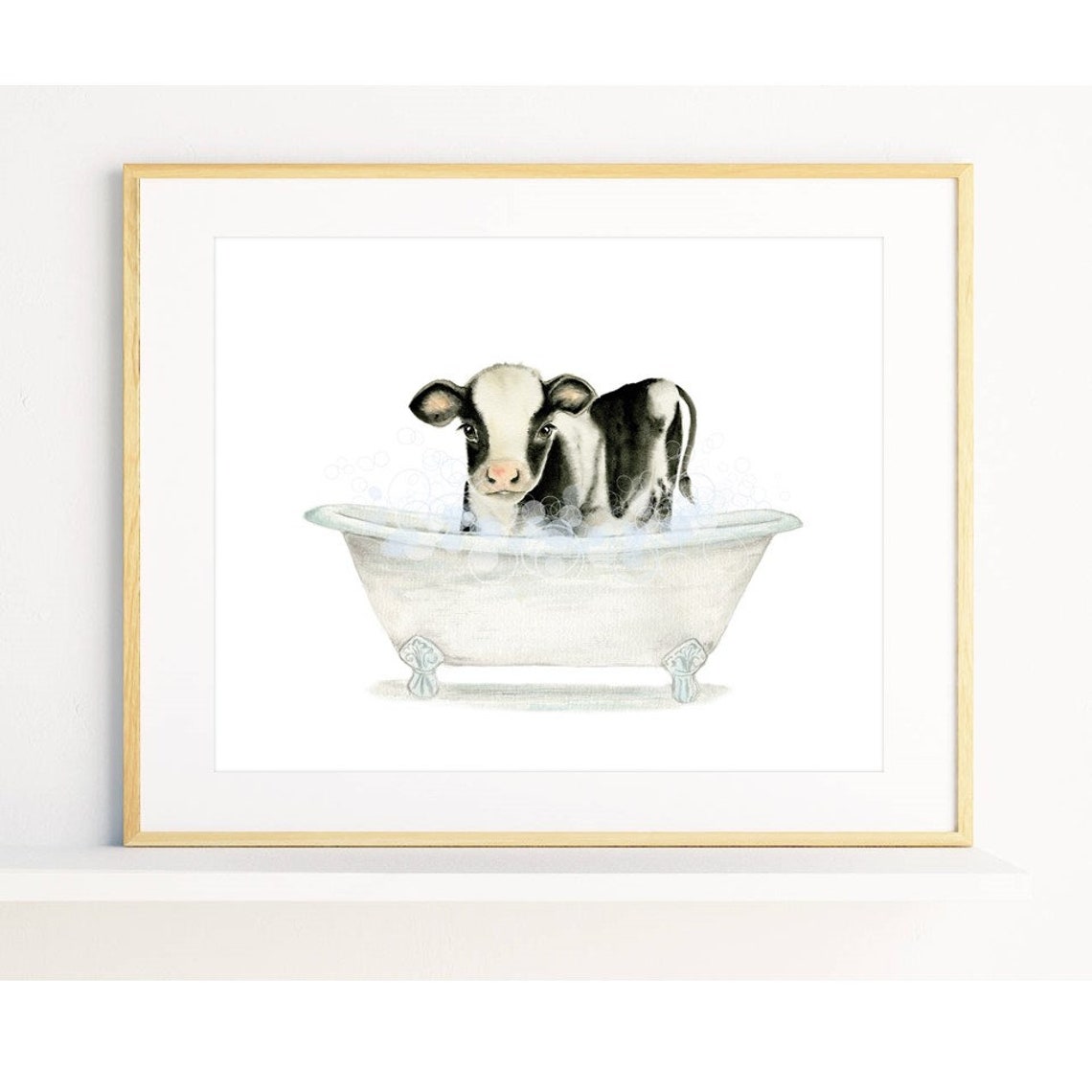 Cow Taking Bath Print PRINTABLE Bathroom Wall Art Baby Cow - Etsy