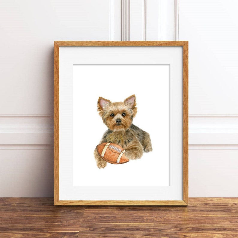Yorkshire Terrier Football Art Print, Nursery Decor (digital Download ...