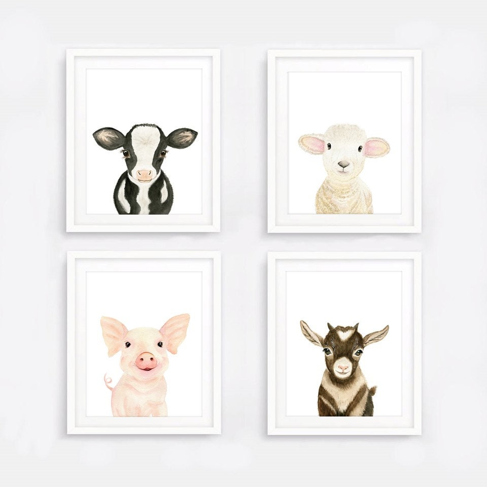 Set of 4 Farm Nursery Print Farm Animal Prints PRINTABLE | Etsy