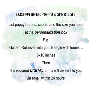 Custom Set of 3 Puppy and Sports Prints, PRINTABLE, Nursery Wall Art ...