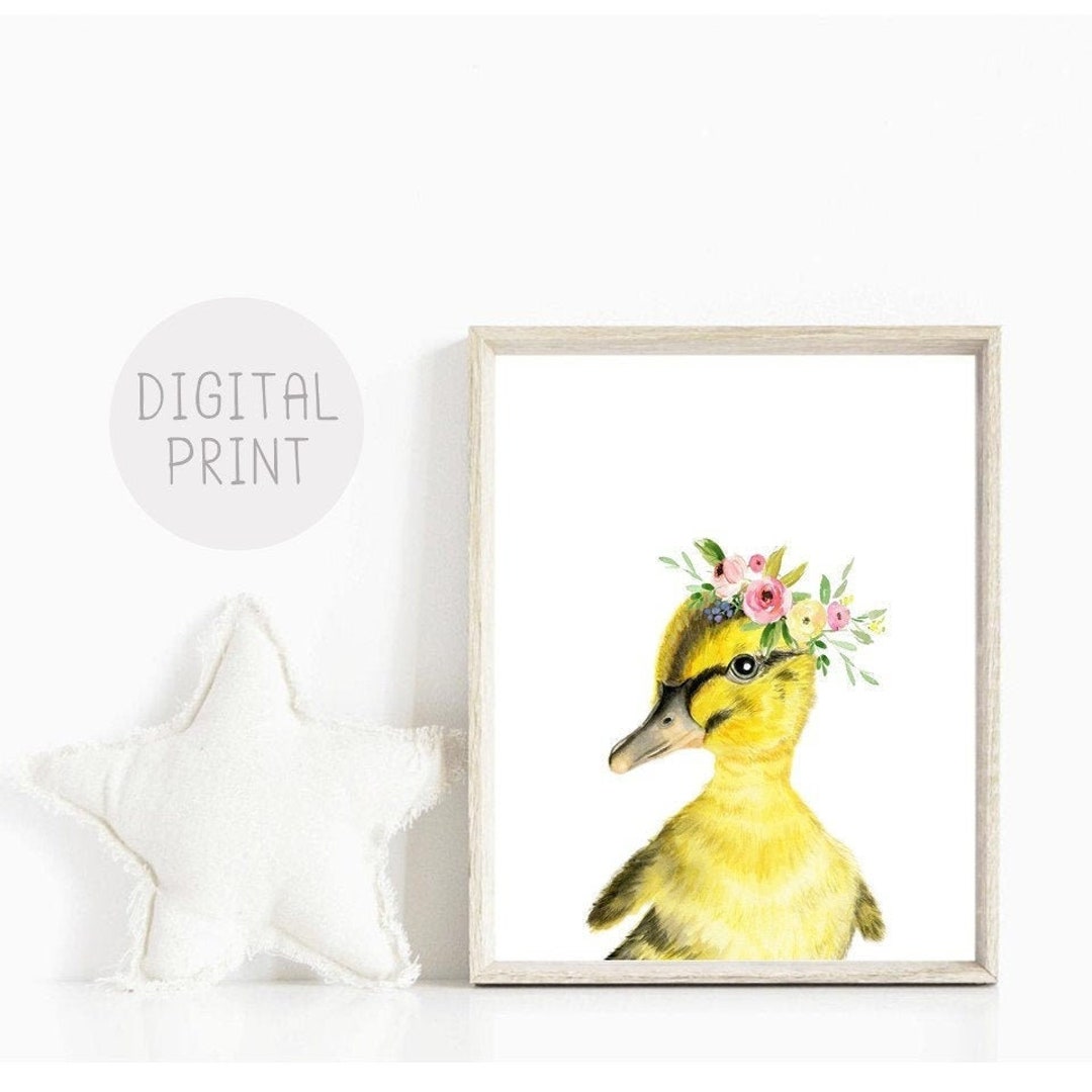 Farm Animals Nursery Décor Duckling Printable Watercolor Baby Duck With ...