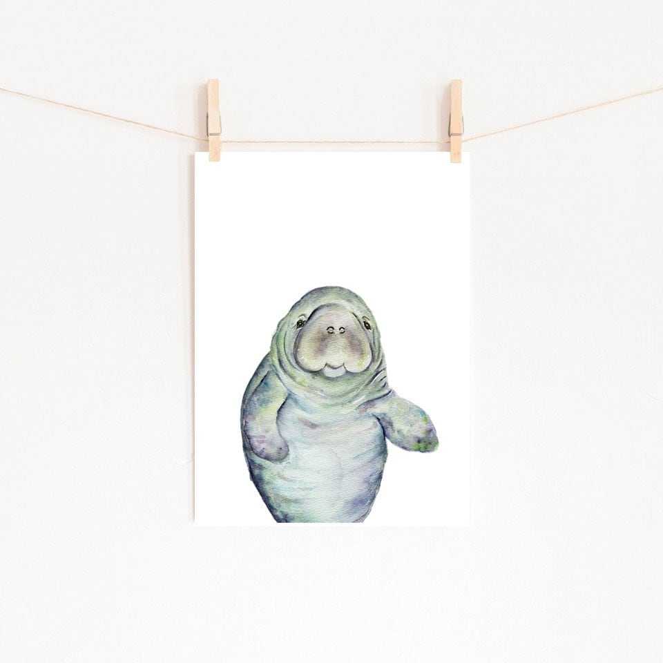 Manatee Watercolor Painting Manatee Art Print PRINTABLE - Etsy