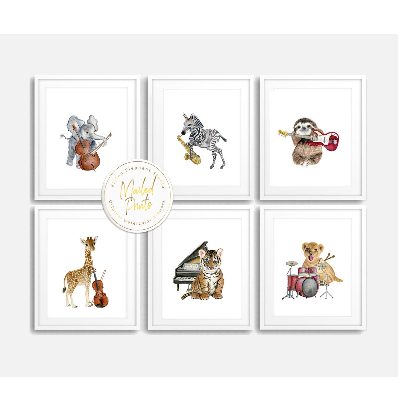 Safari Animals With Musical Instruments Prints Set of 6 Music - Etsy UK