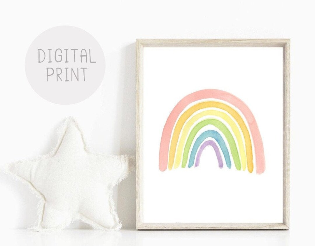 Watercolor Rainbow Nursery Art Print, Kids Room Decor (digital Download ...