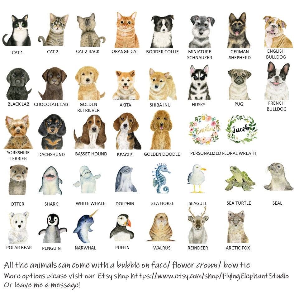 Set of 6 Animals Prints Custom Animal Nursery Decor Mix and Match Baby ...