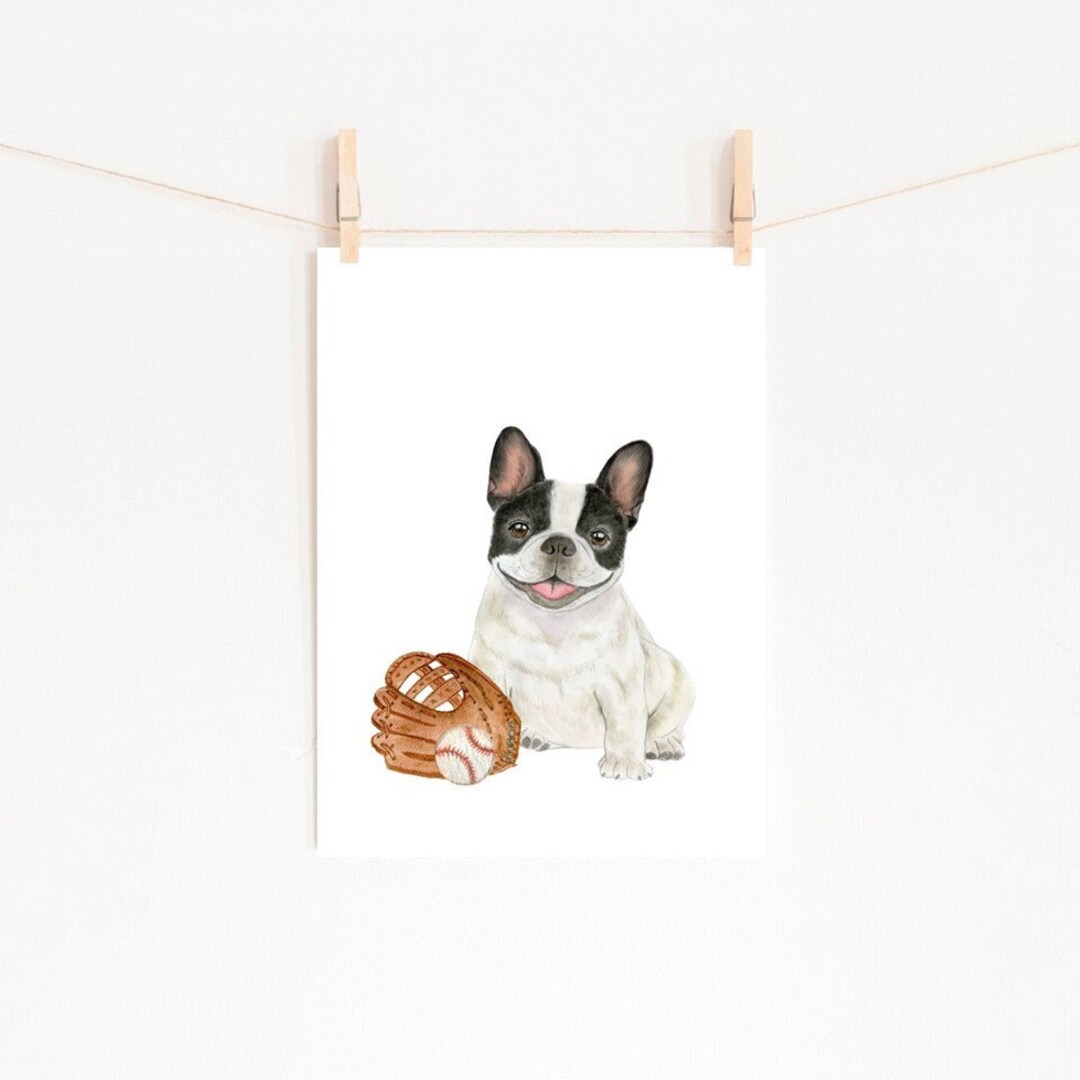French Bulldog Playing Baseball, PRINTABLE, Nursery Sports Wall Art ...