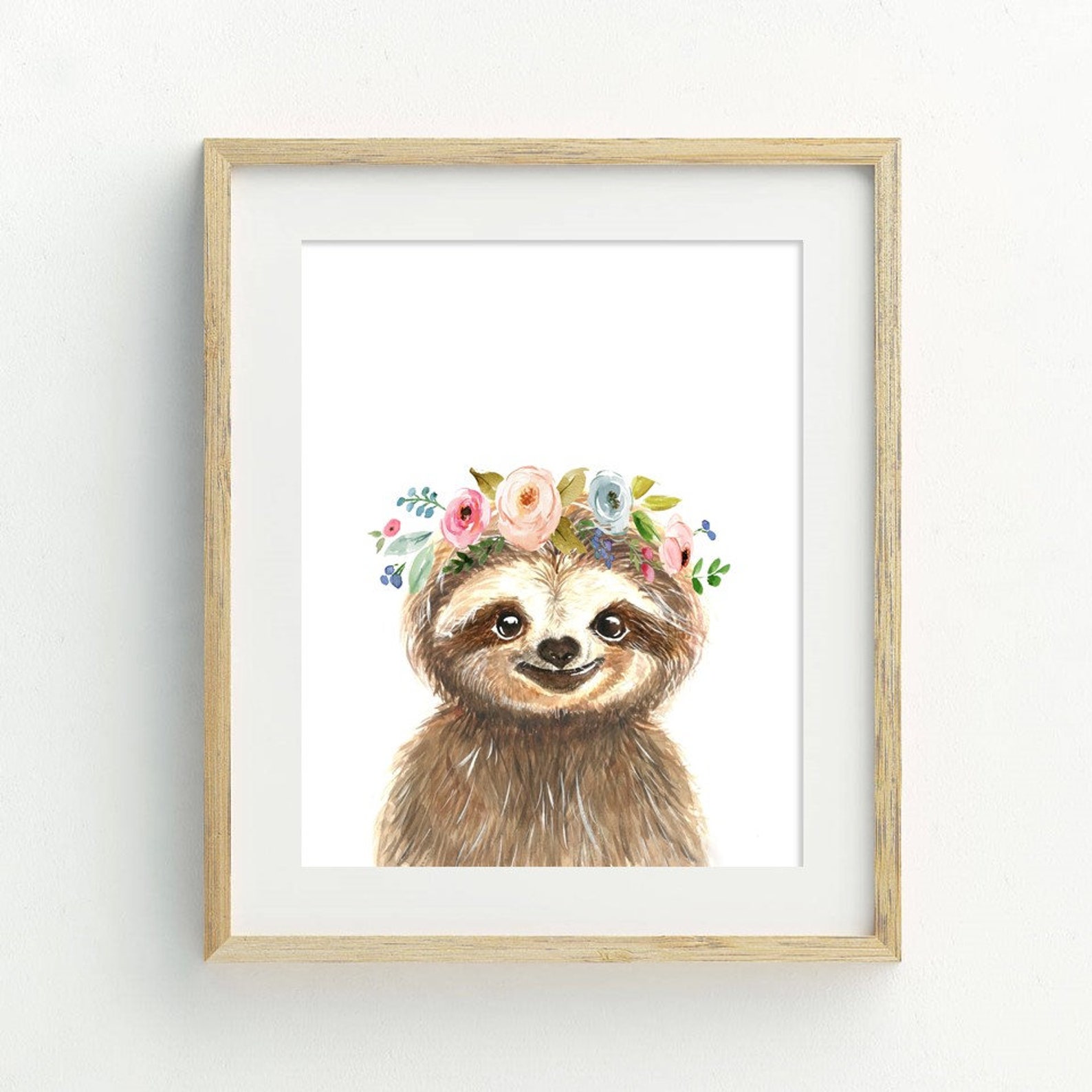 Baby Sloth Nursery Print Sloth Watercolor Painting With Pink - Etsy