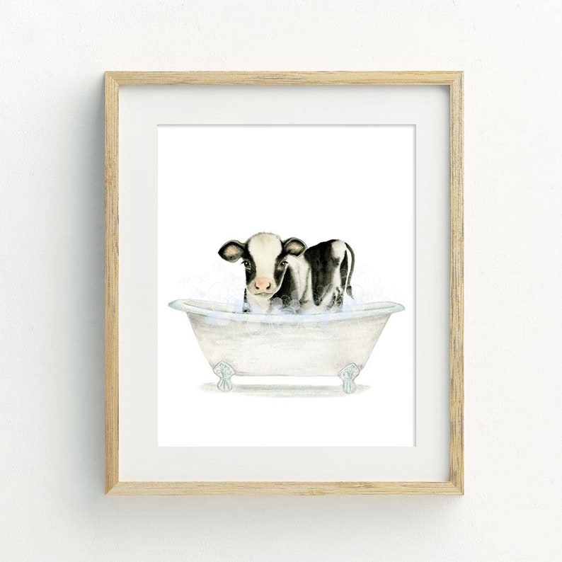 Cow Taking Bath Print PRINTABLE Bathroom Wall Art Baby Cow - Etsy