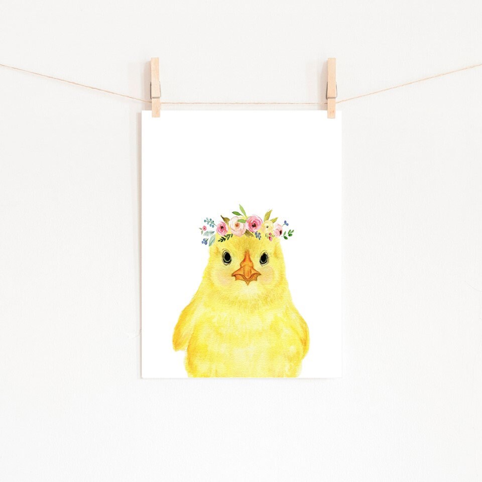 Farm Animals Nursery Décor Baby Chick Printable Watercolor | Etsy