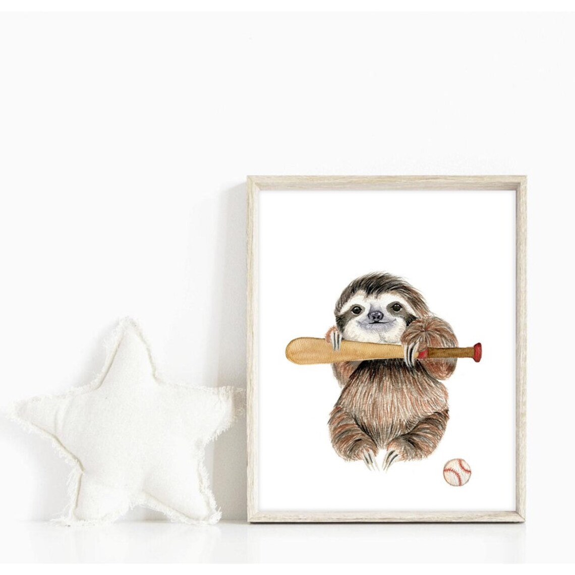 Sloth Watercolor Nursery Painting Decor Baby Sloth Playing - Etsy