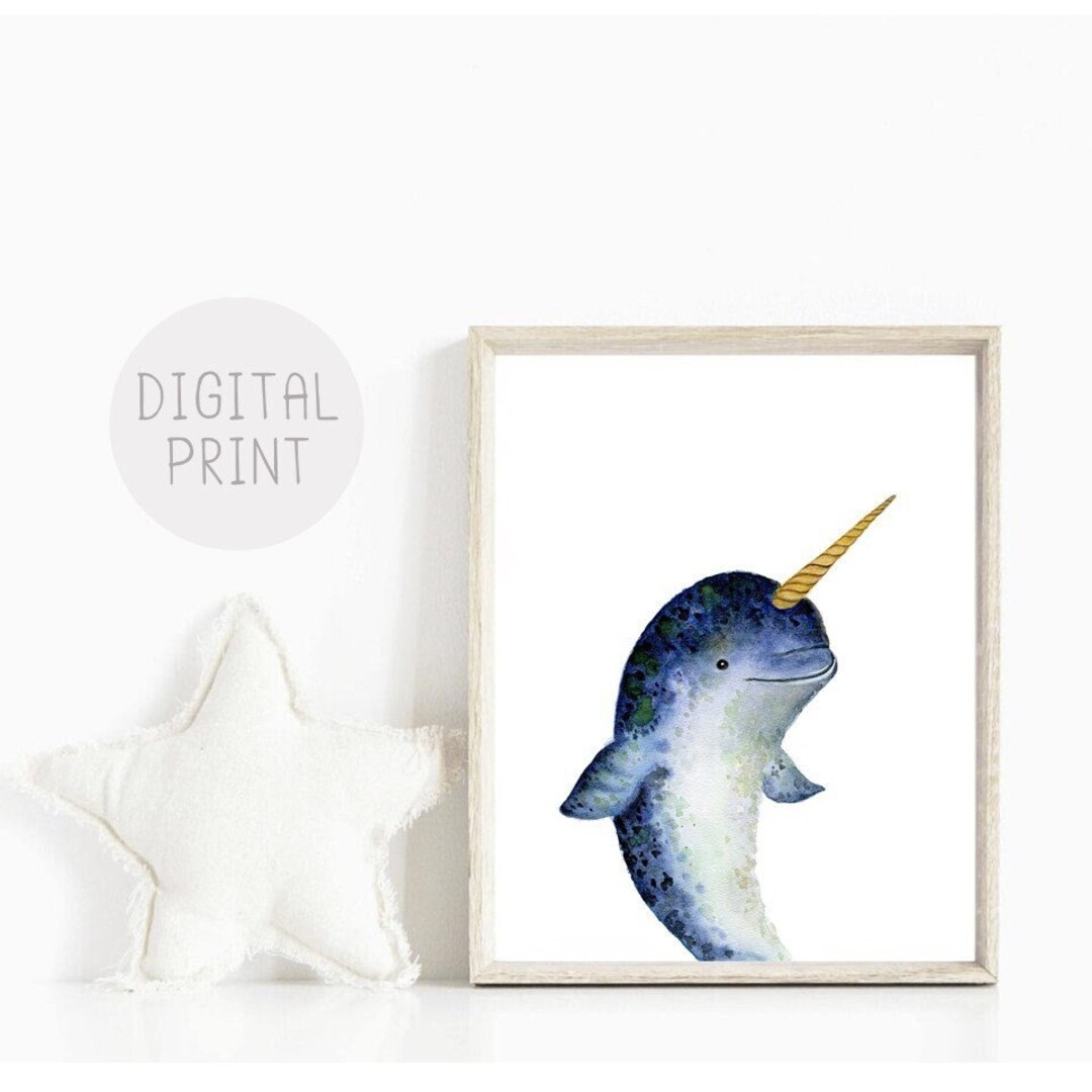 Watercolor Narwhal Art Print, Ocean Nursery Decor (digital Download) - Etsy