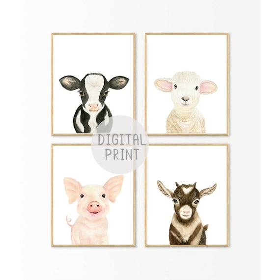 Set of 4 Farm Nursery Print Farm Animal Prints PRINTABLE | Etsy