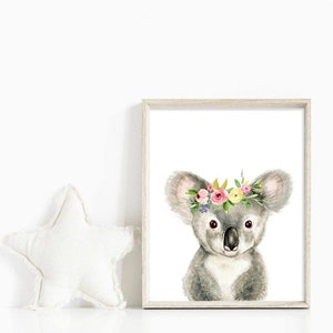 Australian Animals Nursery Art Print Set of 2 Watercolor Koala Kangaroo ...