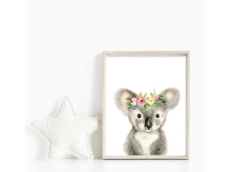 Australian Animals Nursery Art Print Set of 2 Watercolor Koala Kangaroo ...