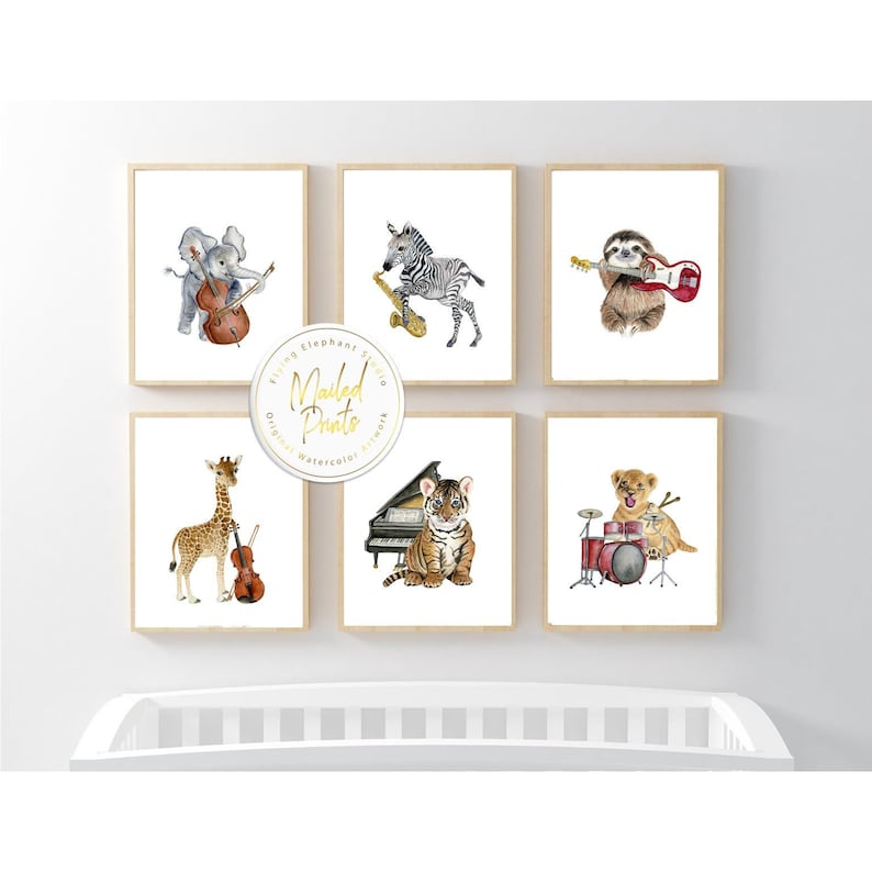 Safari Animals With Musical Instruments Prints Set of 6 Music - Etsy UK