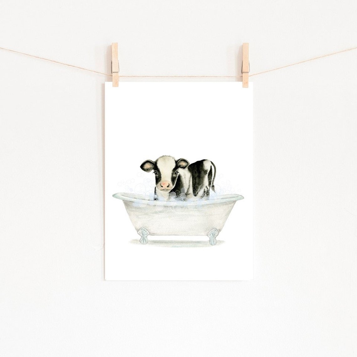Cow Taking Bath Print PRINTABLE Bathroom Wall Art Baby Cow - Etsy