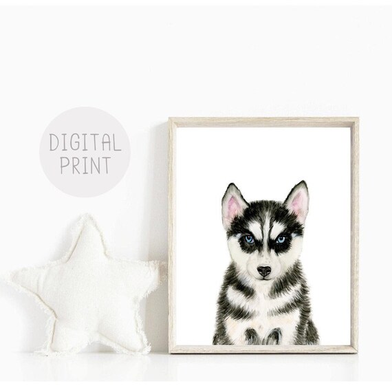 Husky Puppy Print PRINTABLE Gender Neutral Nursery Decor | Etsy