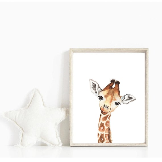 Giraffe Watercolor Painting Baby Boy Nursery Decor Safari Baby | Etsy