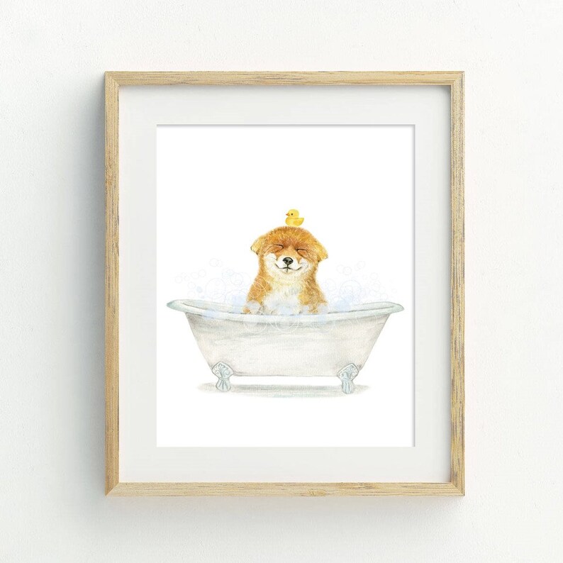 Baby Fox With Rubber Ducky in Vintage Bathtub PRINTABLE | Etsy